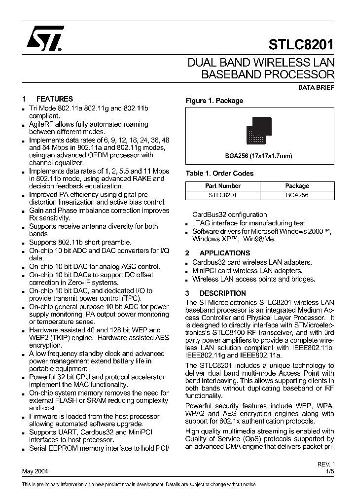 STLC8201_288459.PDF Datasheet Download --- IC-ON-LINE