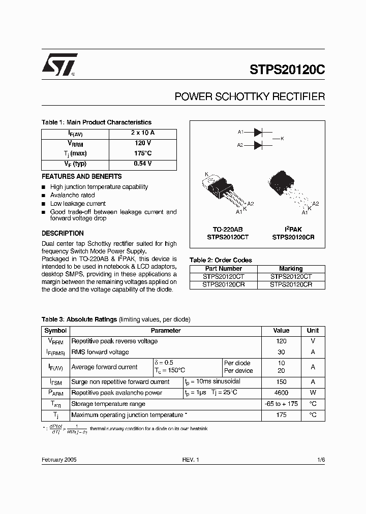 STPS20120C_277251.PDF Datasheet Download --- IC-ON-LINE
