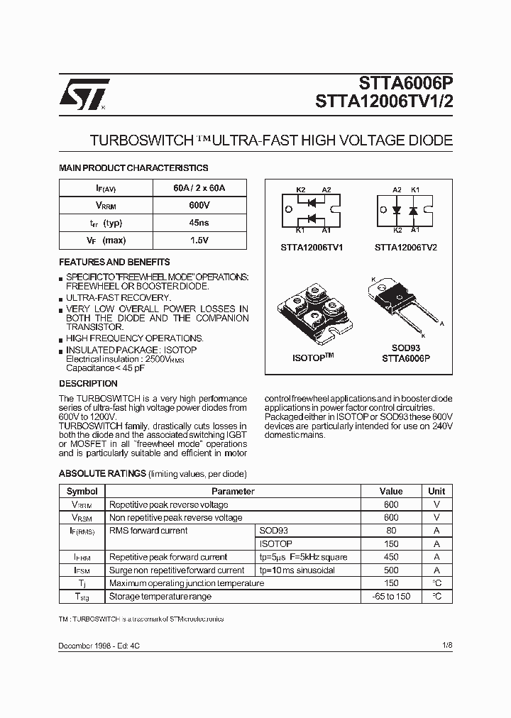 STTA12006TV2_225138.PDF Datasheet Download --- IC-ON-LINE