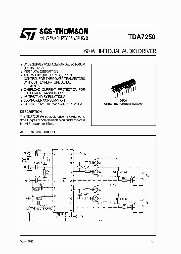 TDA7250_212939.PDF Datasheet Download --- IC-ON-LINE