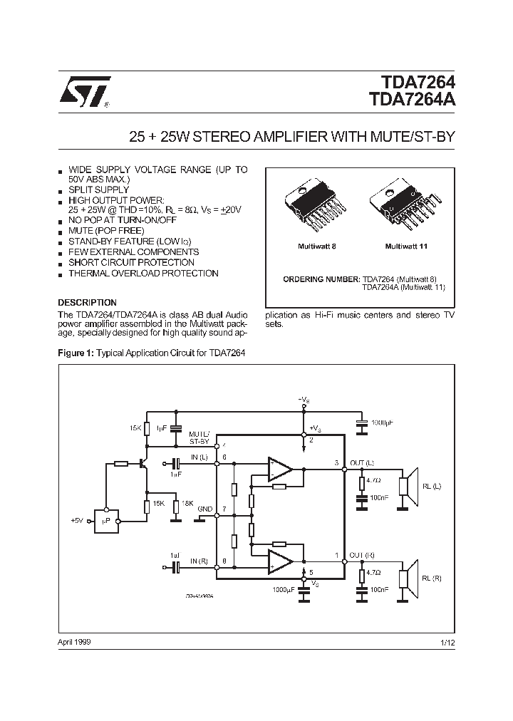 TDA7264_259265.PDF Datasheet Download --- IC-ON-LINE