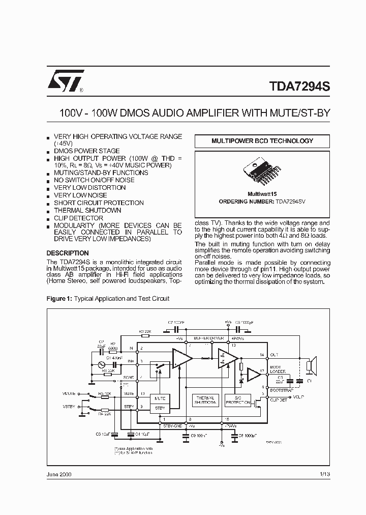 TDA7294S_265914.PDF Datasheet Download --- IC-ON-LINE