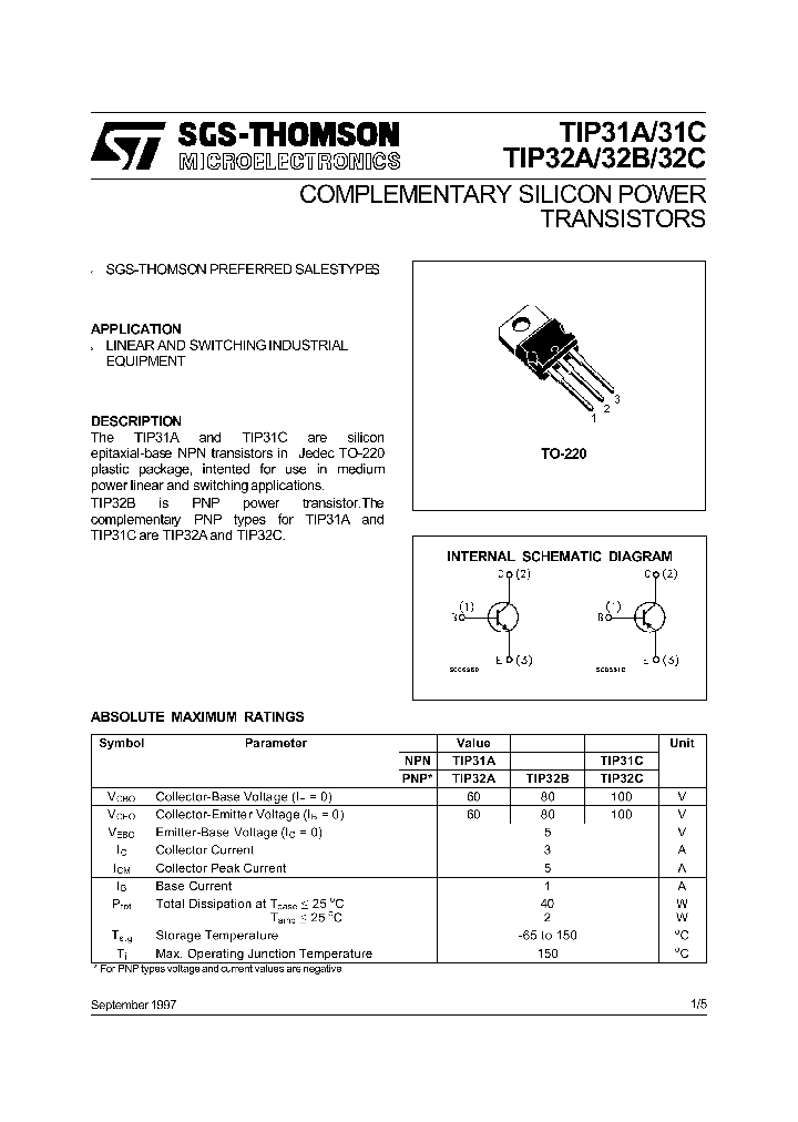TIP31C_276482.PDF Datasheet Download --- IC-ON-LINE