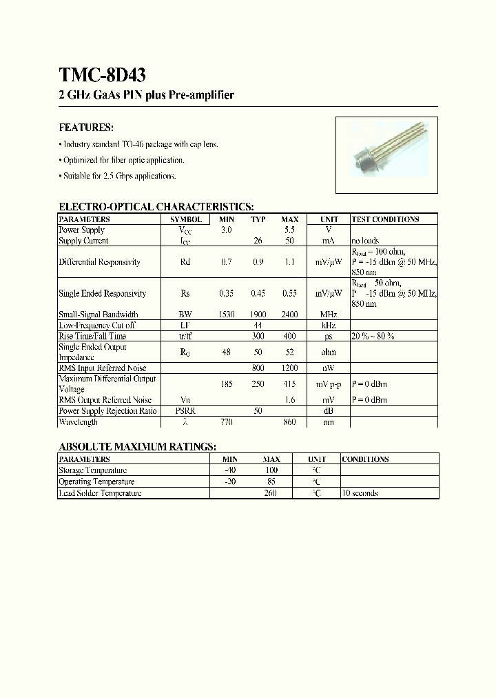 TMC-8D43_299982.PDF Datasheet Download --- IC-ON-LINE