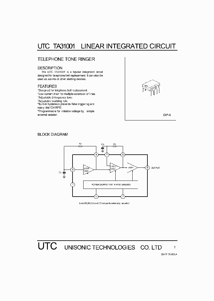 UTCTA31001_266911.PDF Datasheet Download --- IC-ON-LINE