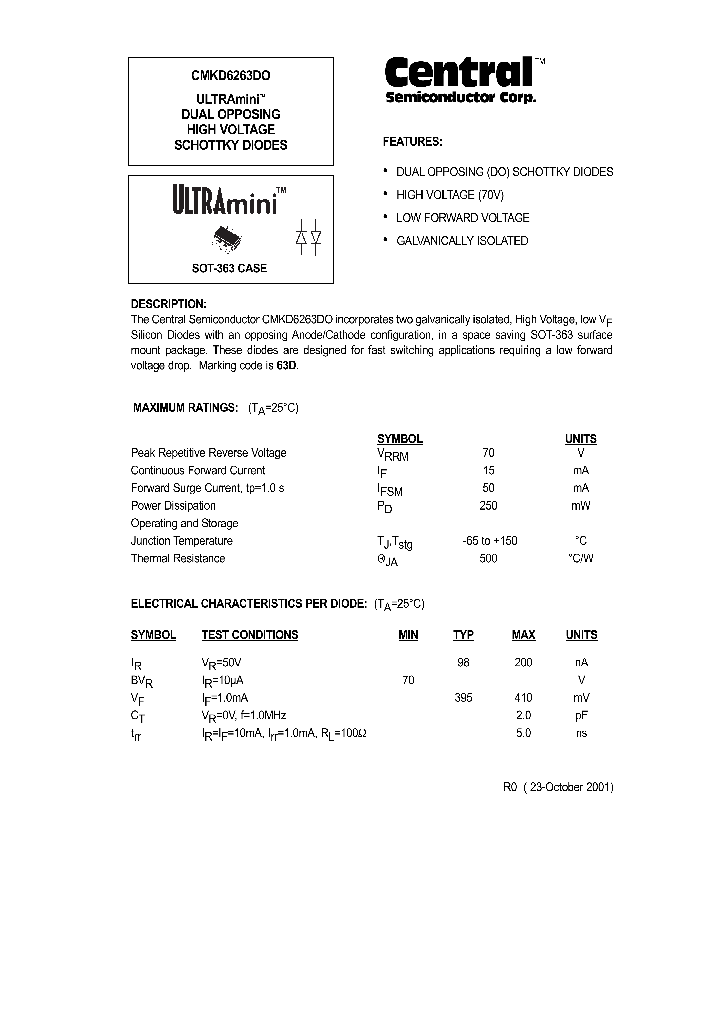 CMKD6263DO_217468.PDF Datasheet Download --- IC-ON-LINE