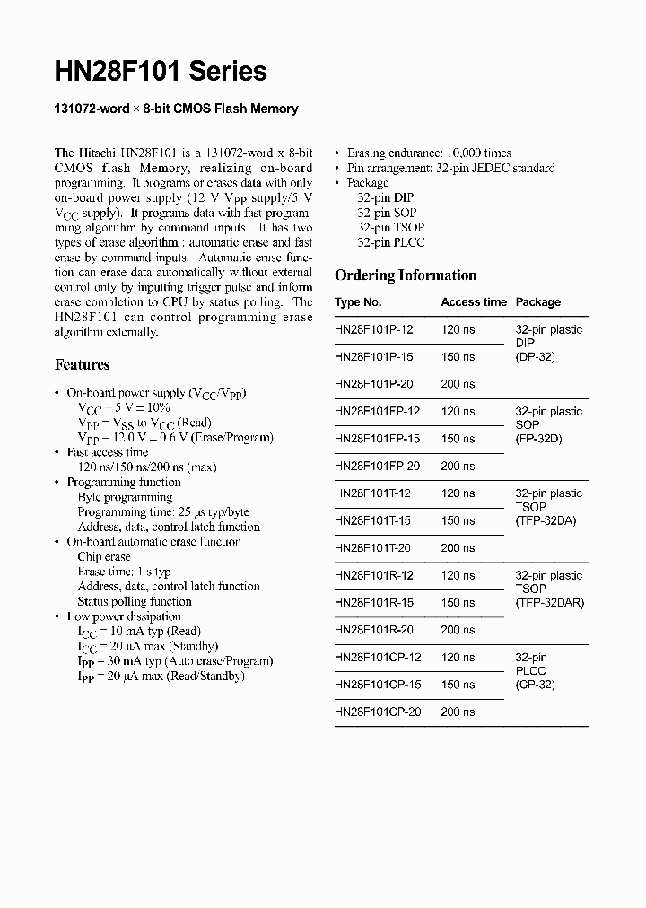 HN28F101_224465.PDF Datasheet Download --- IC-ON-LINE