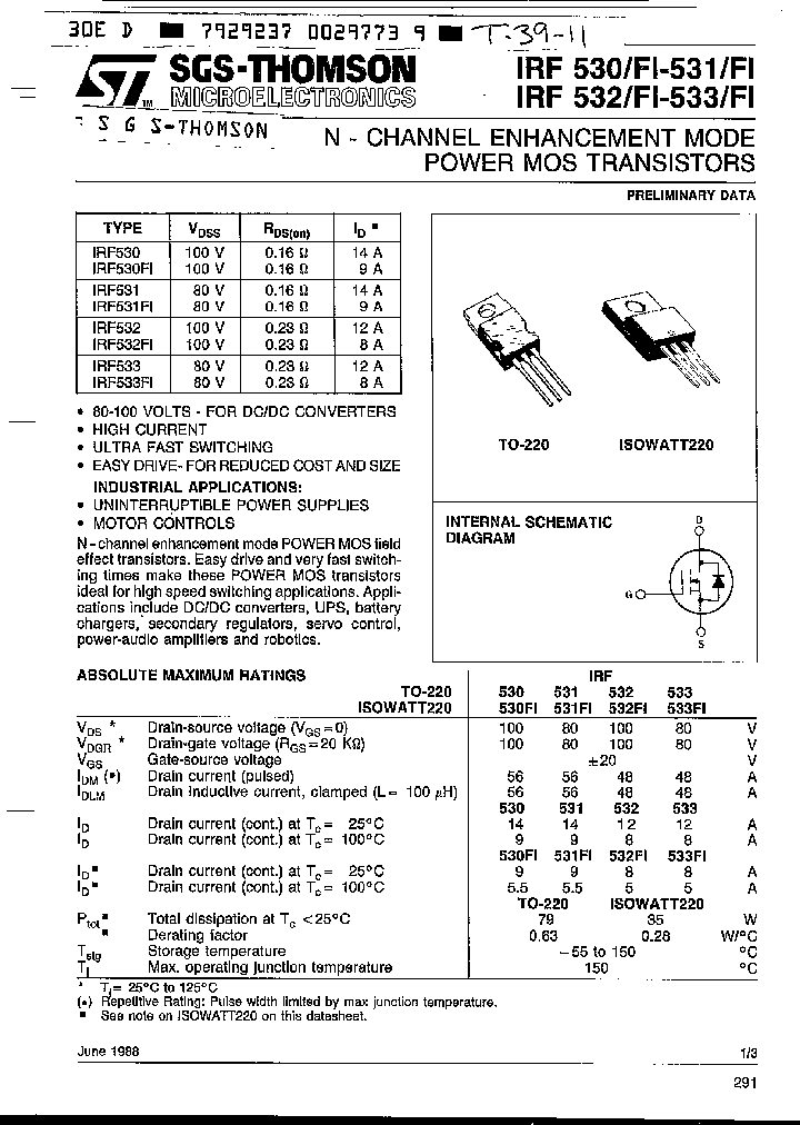 IRF530_252105.PDF Datasheet Download --- IC-ON-LINE