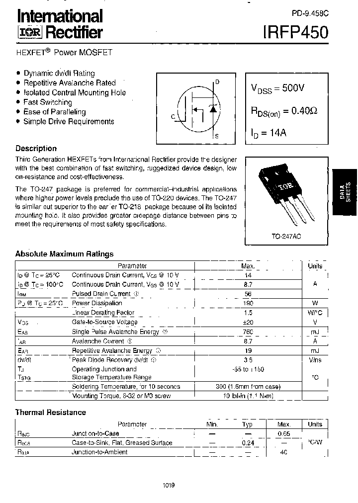 IRFP450_262721.PDF Datasheet Download --- IC-ON-LINE