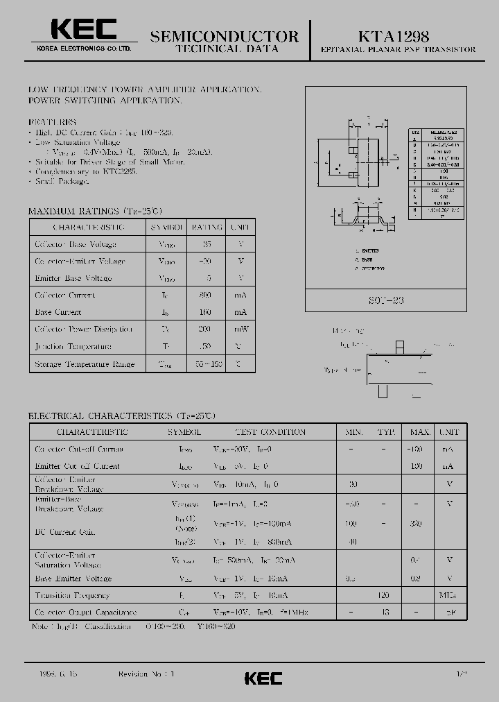 KTA1298_257655.PDF Datasheet Download --- IC-ON-LINE