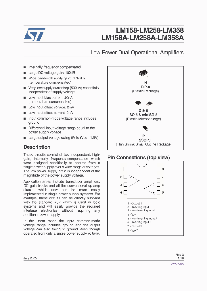 LM358ST_223286.PDF Datasheet Download --- IC-ON-LINE