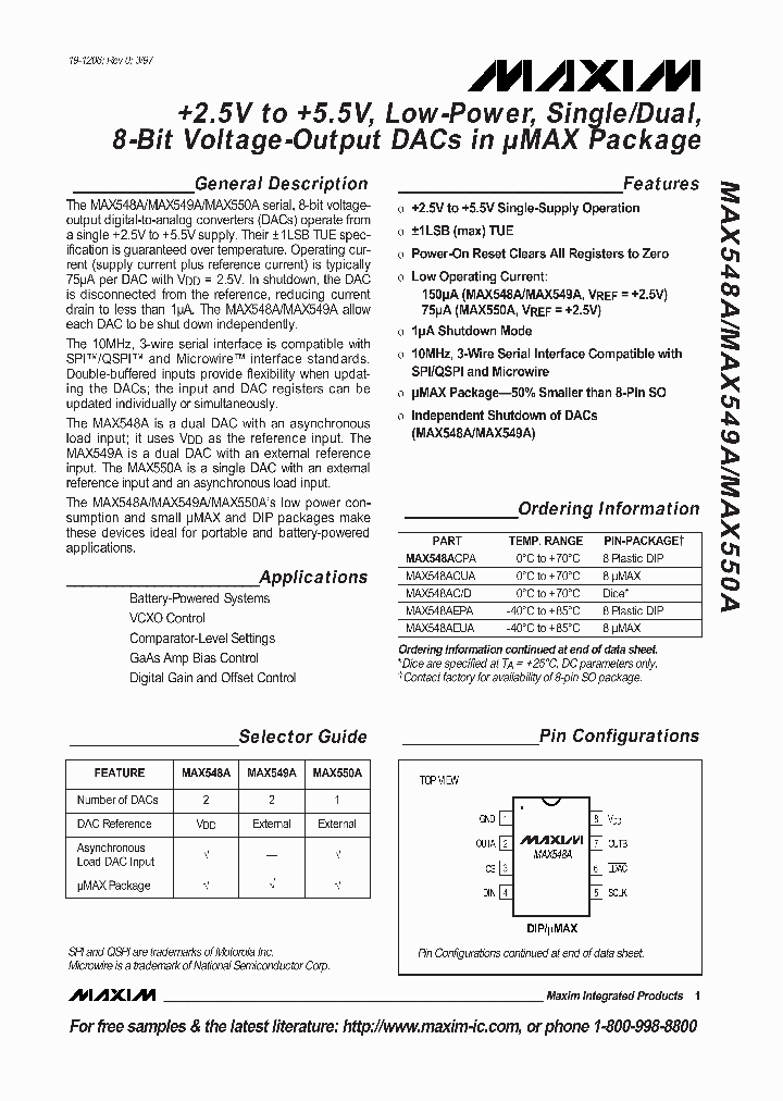 MAX549_215359.PDF Datasheet Download --- IC-ON-LINE