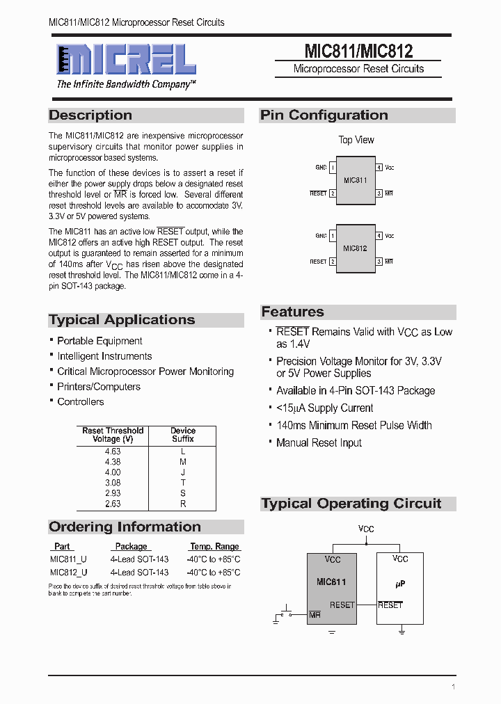 MIC812U_219181.PDF Datasheet Download --- IC-ON-LINE