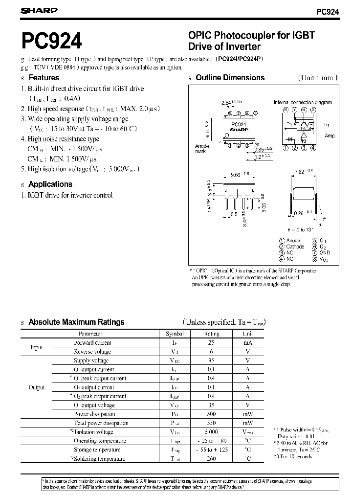 PC924_245842.PDF Datasheet Download --- IC-ON-LINE
