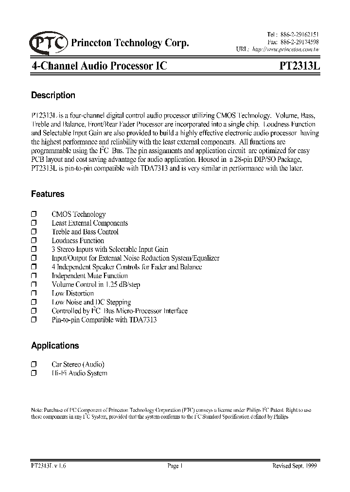PT2313L-D_223537.PDF Datasheet Download --- IC-ON-LINE
