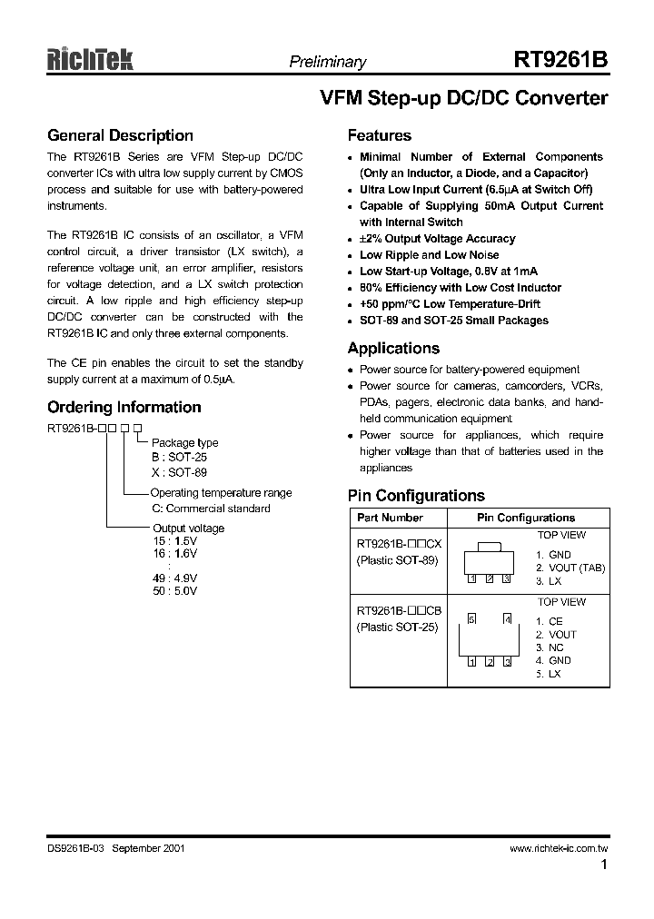 RT9261B_196133.PDF Datasheet Download --- IC-ON-LINE