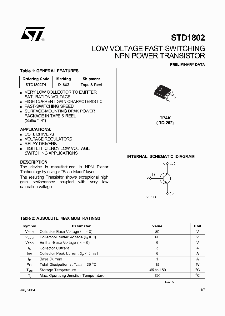 STD1802T4_240248.PDF Datasheet Download --- IC-ON-LINE