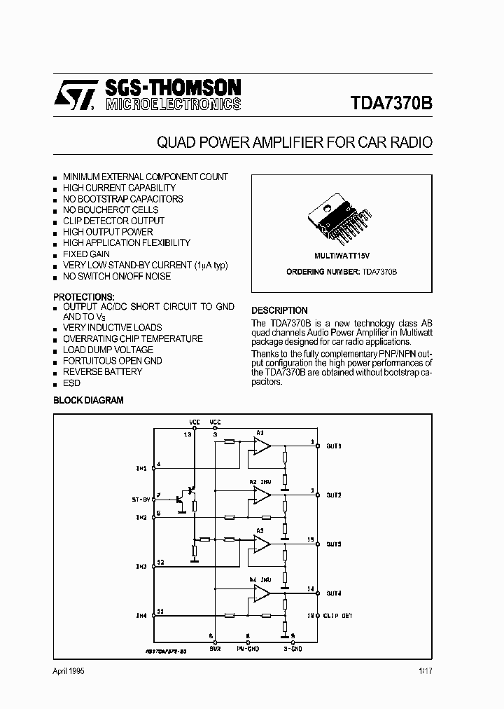TDA7370B_246421.PDF Datasheet Download --- IC-ON-LINE