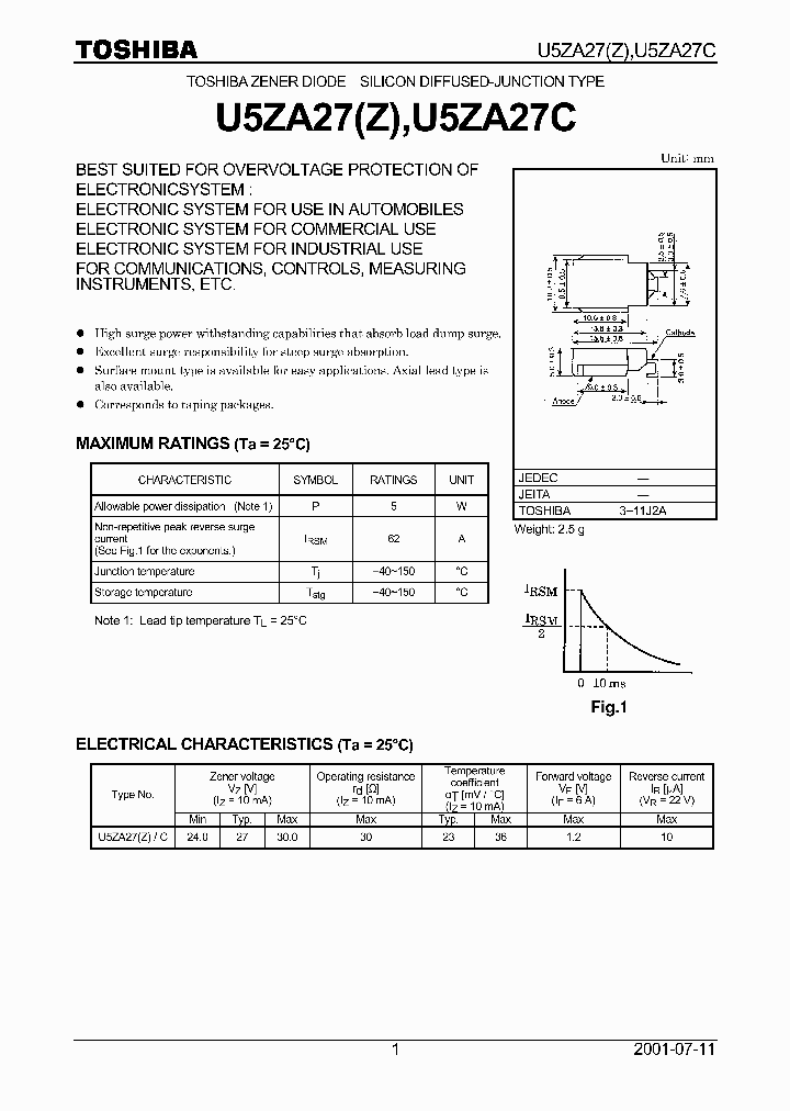 U5ZA27_260745.PDF Datasheet Download --- IC-ON-LINE