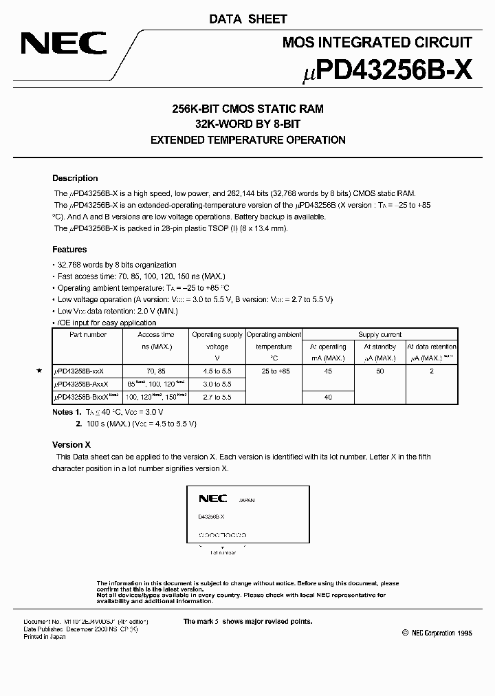 UPD43256B-X_219206.PDF Datasheet Download --- IC-ON-LINE