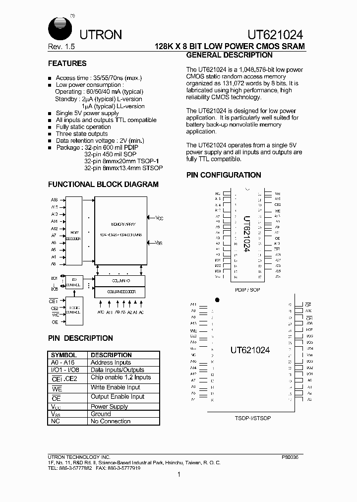 UT621024SC-70L_235168.PDF Datasheet Download --- IC-ON-LINE