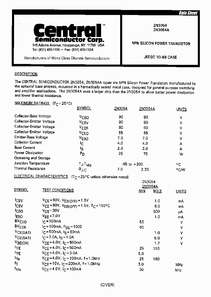 2N3054_196441.PDF Datasheet Download --- IC-ON-LINE
