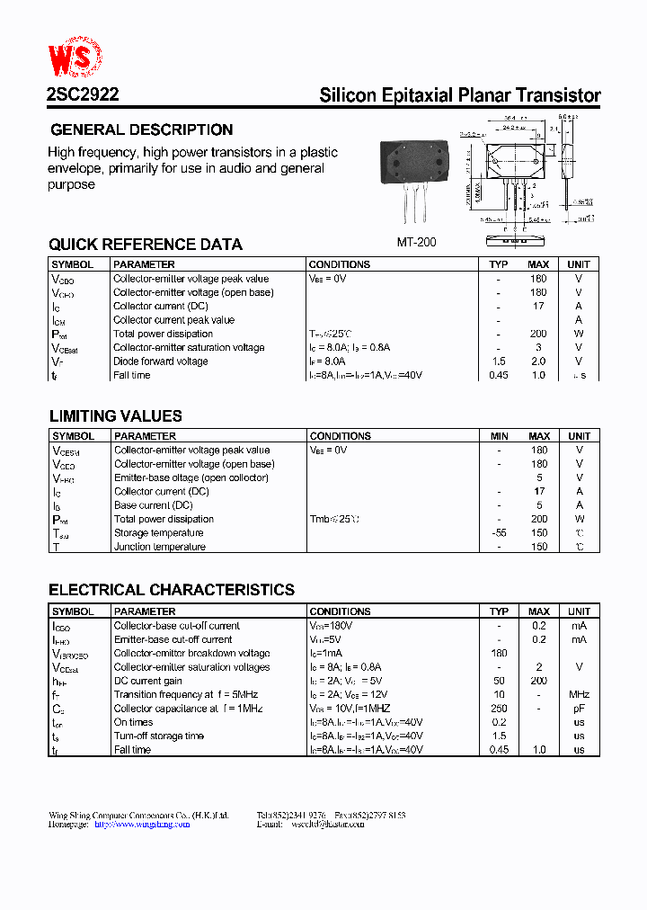 2SC2922_203812.PDF Datasheet Download --- IC-ON-LINE