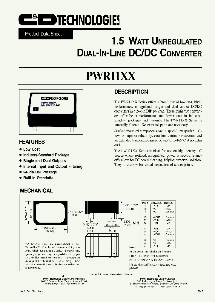 PWR1103_217065.PDF Datasheet Download --- IC-ON-LINE