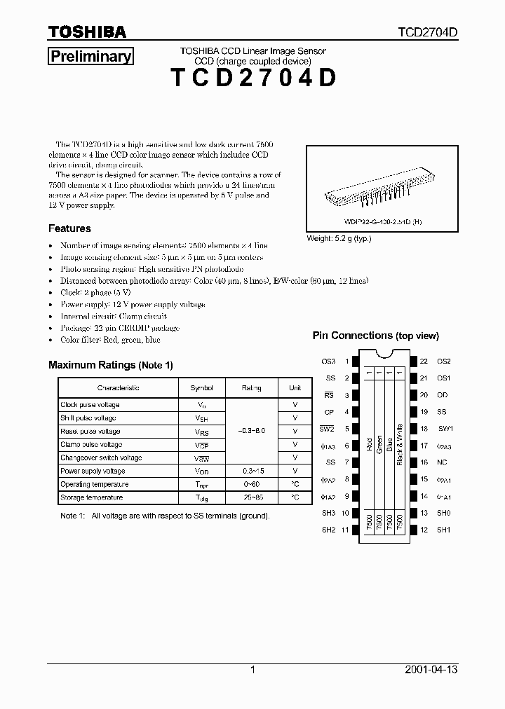 TCD2704D_177151.PDF Datasheet Download --- IC-ON-LINE