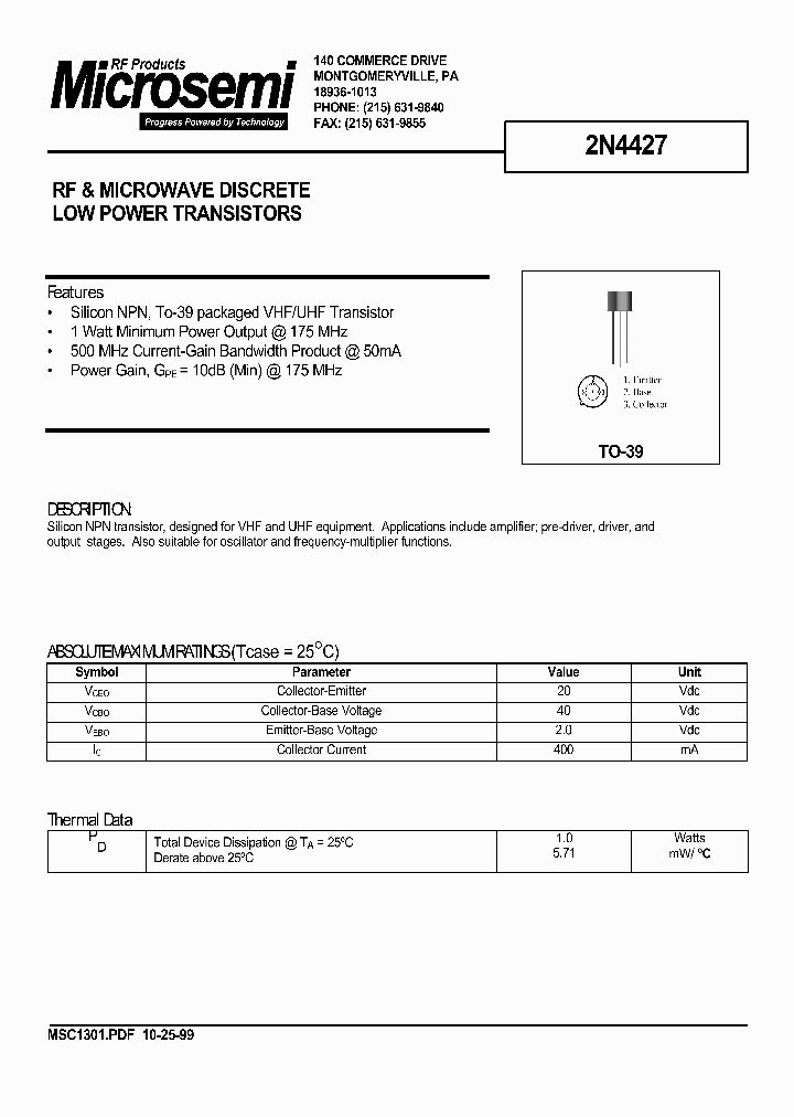 2N4427_366637.PDF Datasheet Download --- IC-ON-LINE