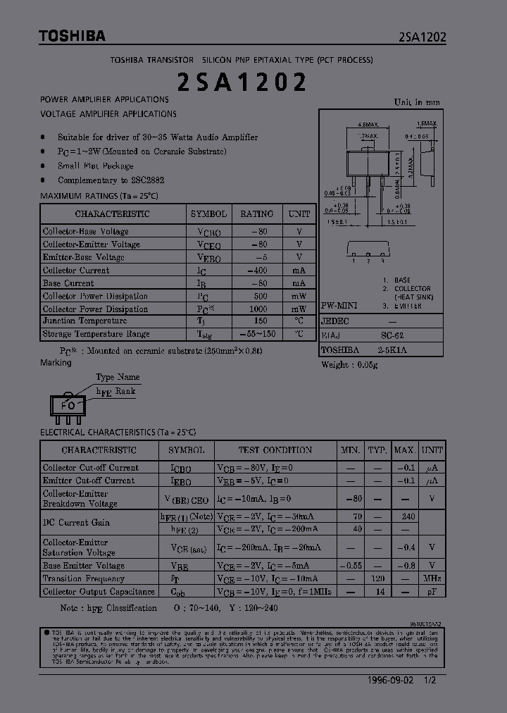 2SA1202_329519.PDF Datasheet Download --- IC-ON-LINE