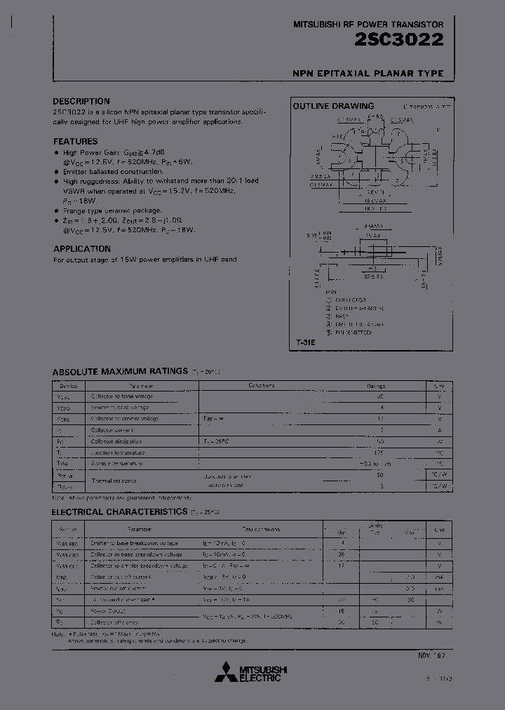 2SC3022_17290.PDF Datasheet Download --- IC-ON-LINE