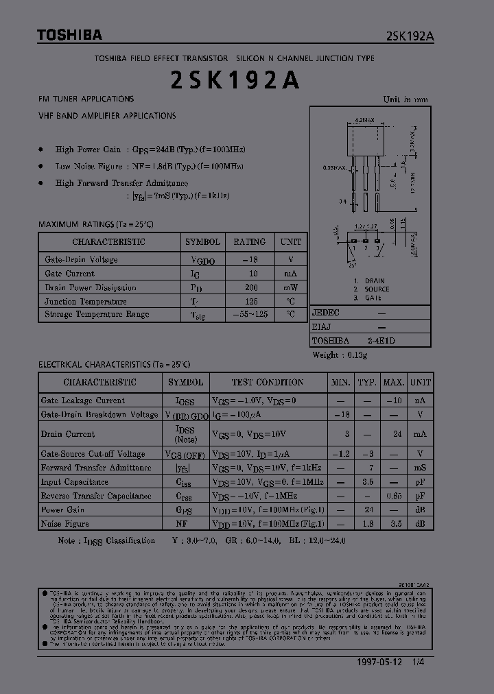 2SK192A_185312.PDF Datasheet Download --- IC-ON-LINE