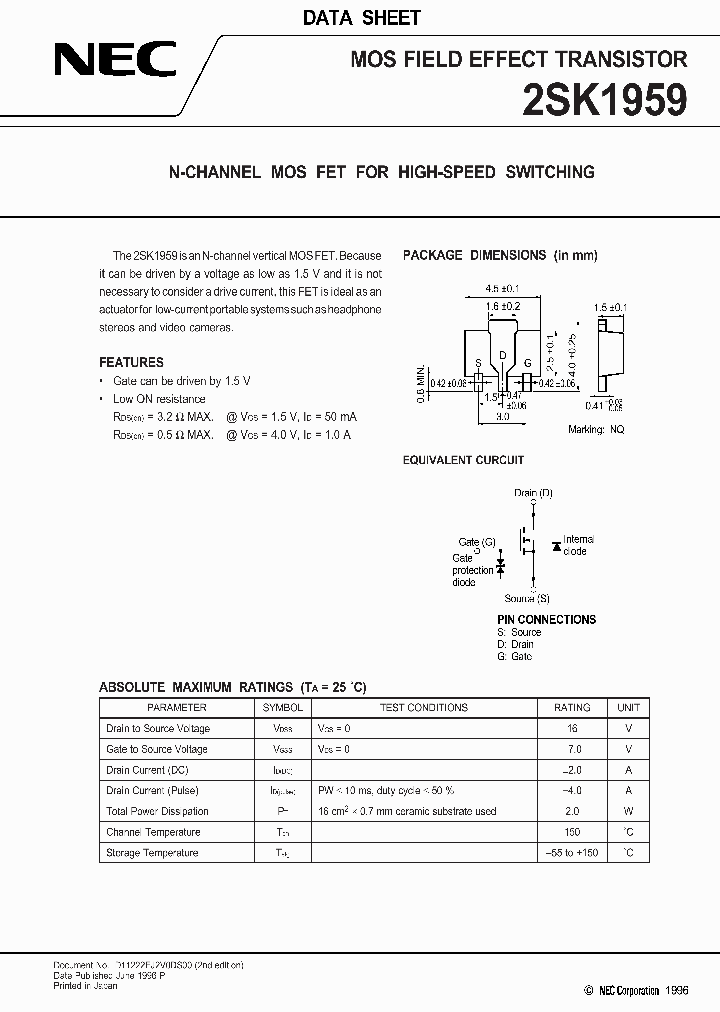 2SK1959_310327.PDF Datasheet Download --- IC-ON-LINE