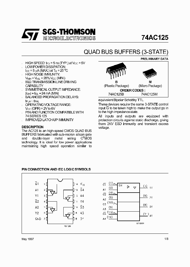74AC125_201547.PDF Datasheet Download --- IC-ON-LINE