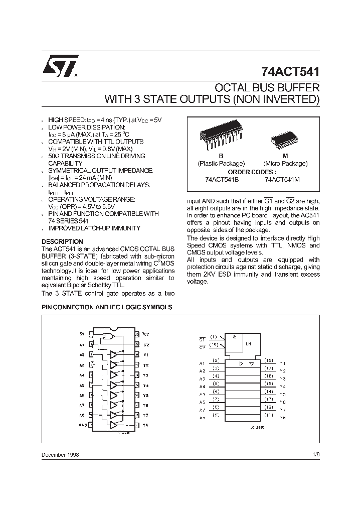 74ACT541_319205.PDF Datasheet Download --- IC-ON-LINE