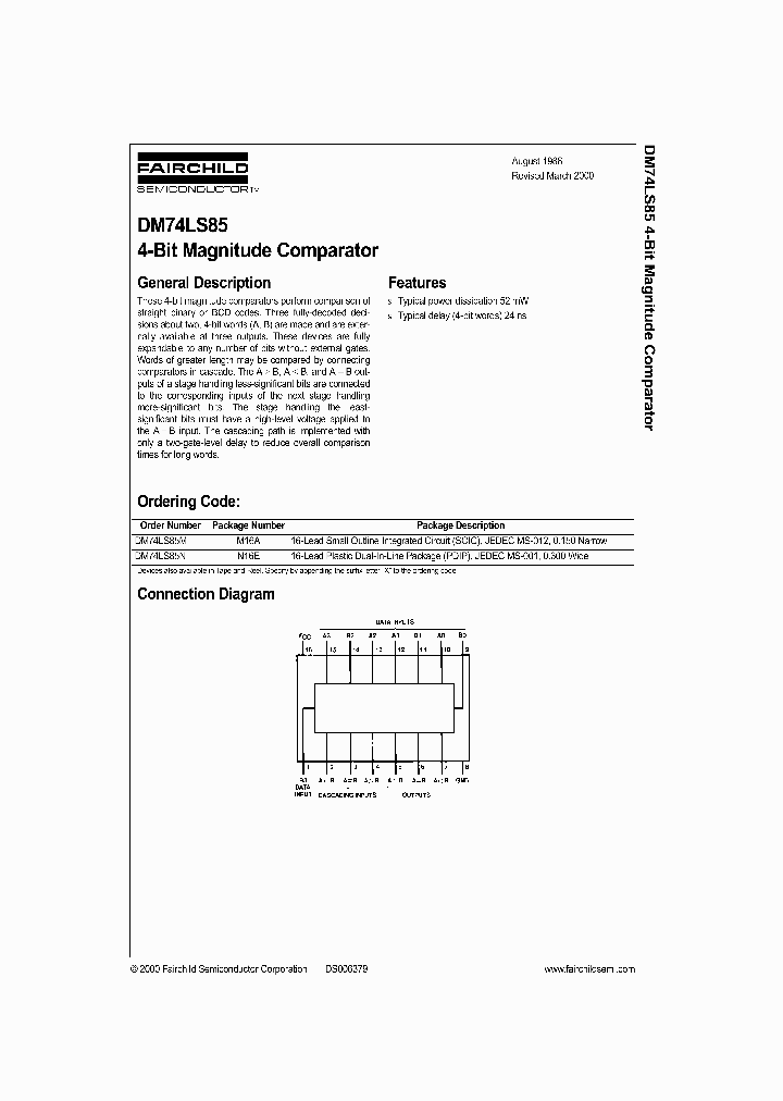 74LS85_348150.PDF Datasheet Download --- IC-ON-LINE