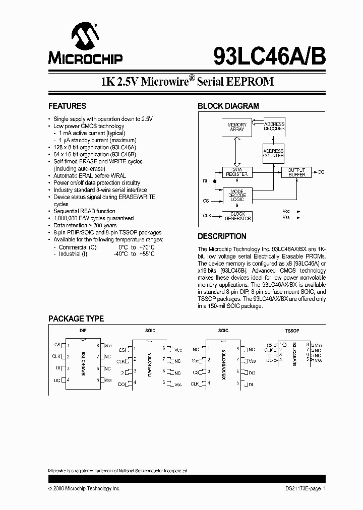 93LC46AB_10653.PDF Datasheet Download --- IC-ON-LINE