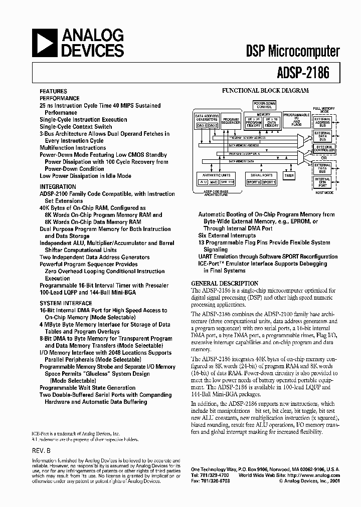 ADSP-2186_322698.PDF Datasheet Download --- IC-ON-LINE
