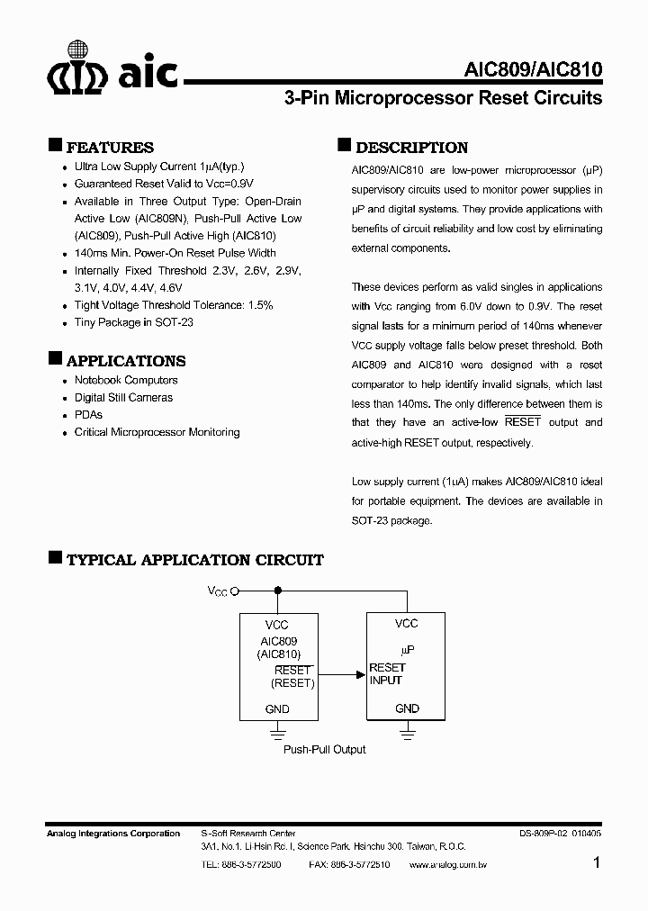 AIC809N31CUBG_314314.PDF Datasheet Download --- IC-ON-LINE