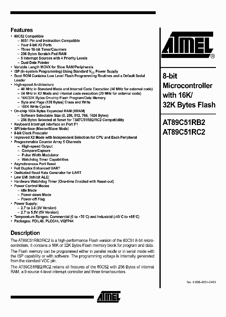 AT89C51RC2_348139.PDF Datasheet Download --- IC-ON-LINE