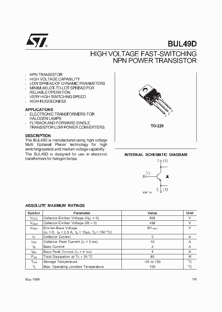 BUL49D_196741.PDF Datasheet Download --- IC-ON-LINE