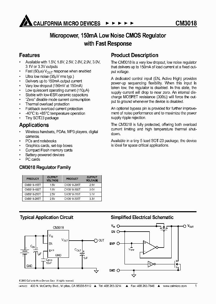 CM3018_196756.PDF Datasheet Download --- IC-ON-LINE
