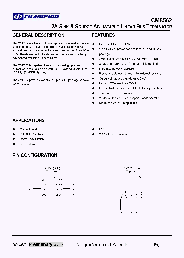 CM8562_373161.PDF Datasheet Download --- IC-ON-LINE