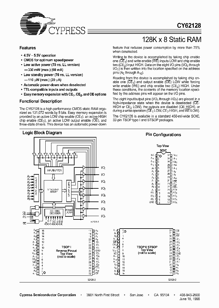 CY62128_310368.PDF Datasheet Download --- IC-ON-LINE