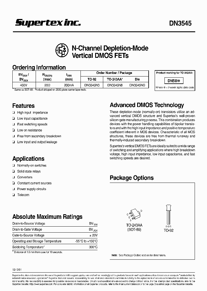 DN3545N8_341376.PDF Datasheet Download --- IC-ON-LINE