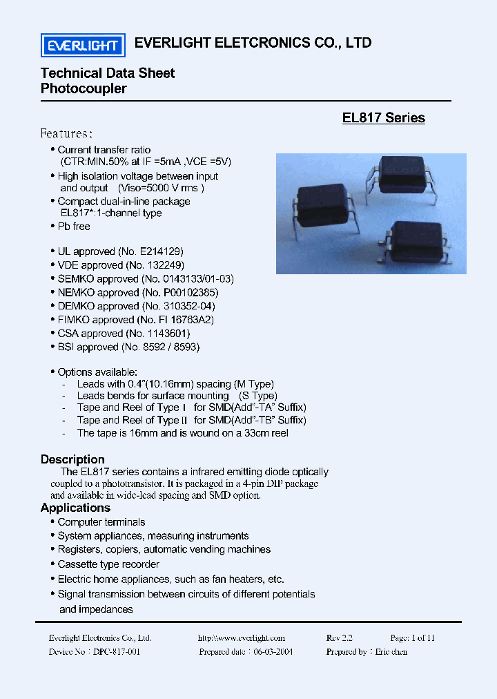 EL817_186292.PDF Datasheet Download --- IC-ON-LINE