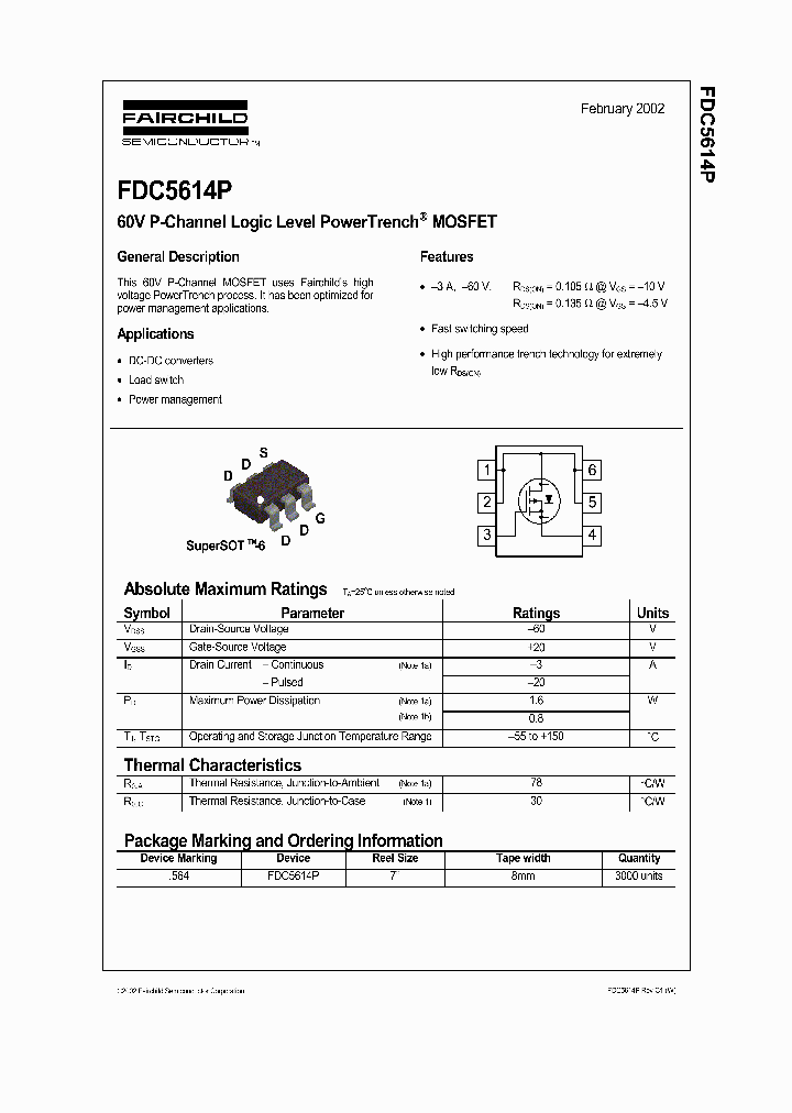 FDC5614P_196775.PDF Datasheet Download --- IC-ON-LINE