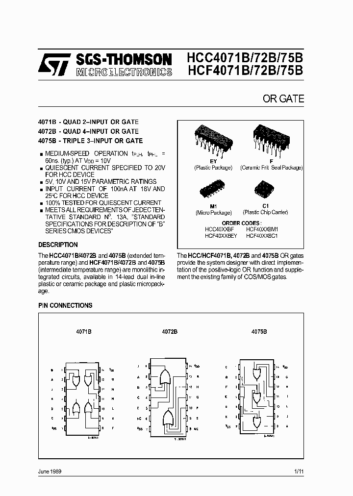 HCC4072B_178658.PDF Datasheet Download --- IC-ON-LINE