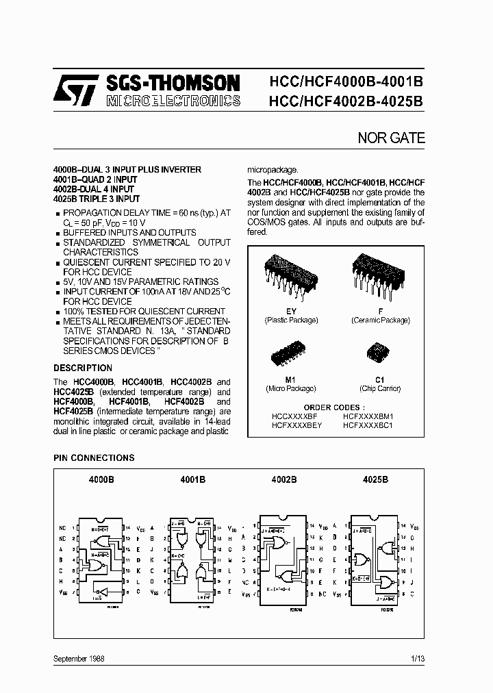 HCF4000_132427.PDF Datasheet Download --- IC-ON-LINE